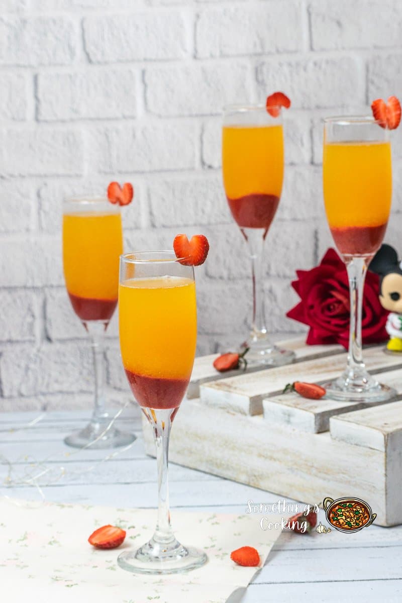 Non Alcoholic Strawberry Mimosa | Strawberry Sunset Mimosa Mocktail