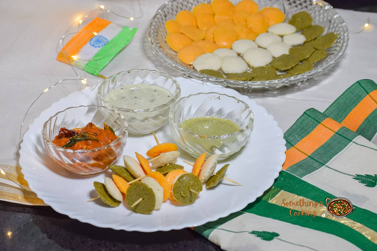 Tricolor Cocktail Idli | Tiranga Mini Idli | Colourful Idli